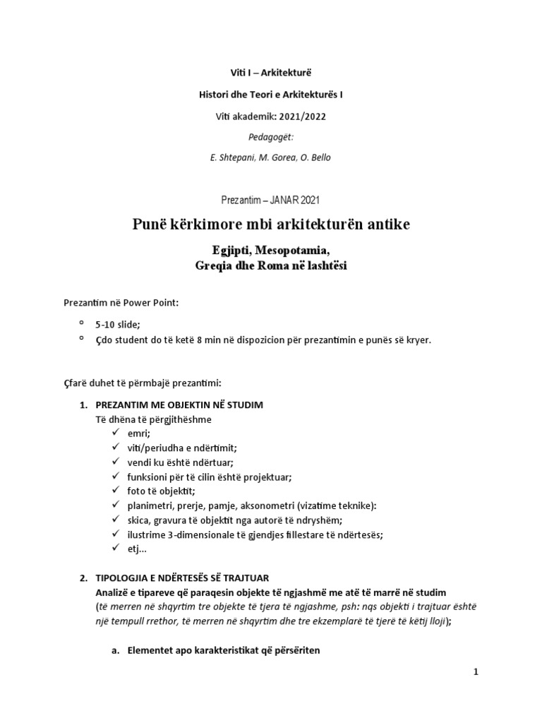 Prezantimi Histori Arkitekture Antike - Viti 1 Ark. | PDF