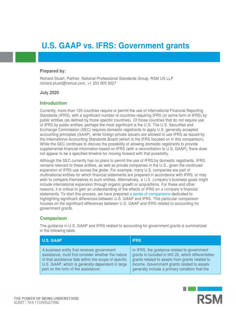 U.S. GAAP vs. IFRS: Government Grants | PDF | International Financial ...