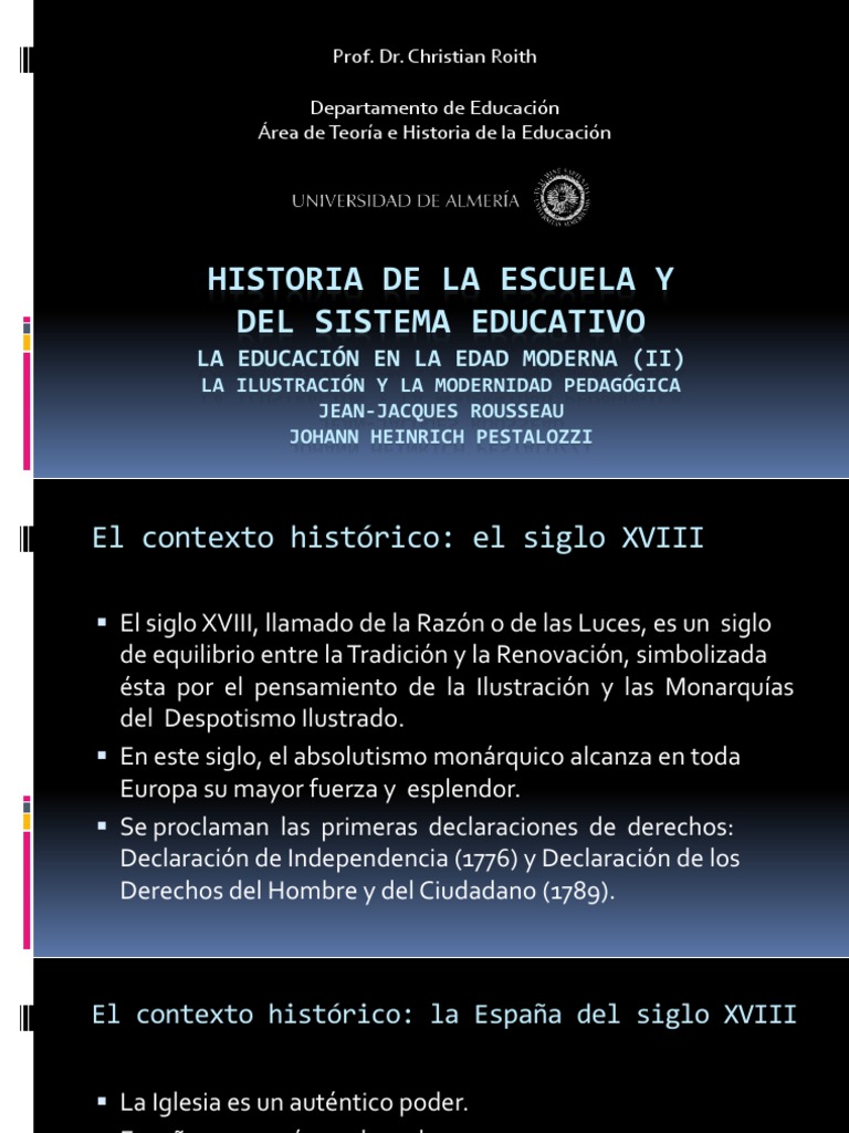 La Educación en La Edad Moderna | PDF | Jean-Jacques Rousseau | Era de ...
