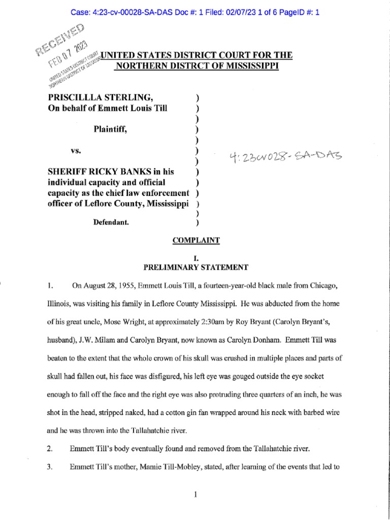 Cousin of 1955 Lynch Victim Emmett Till Sues in Federal Court For ...