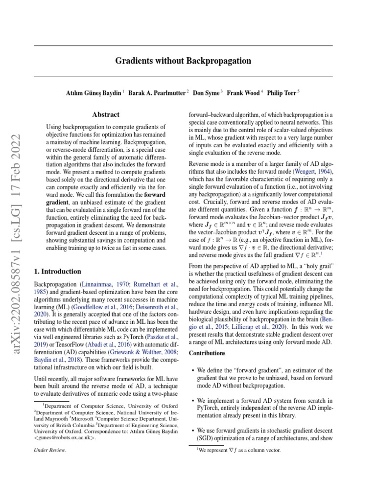 Forward Gradients for ML Optimization | PDF | Applied Mathematics ...