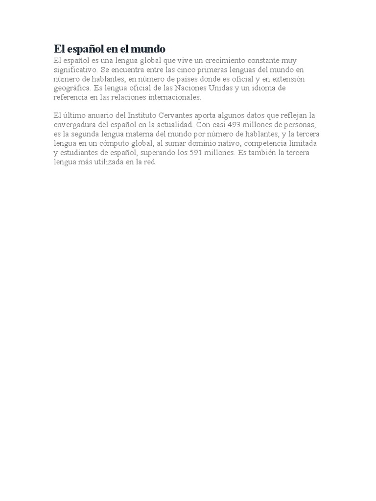 Español en El Mundo | PDF