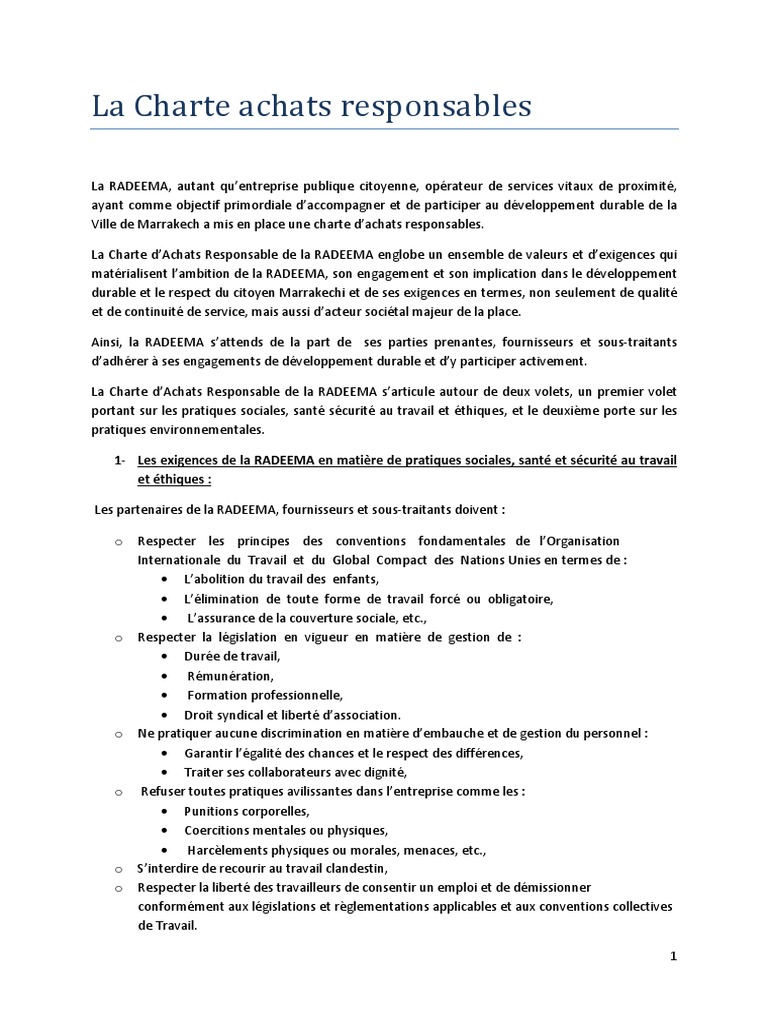 Charte Achats Responsablesx | PDF | Environnement naturel ...
