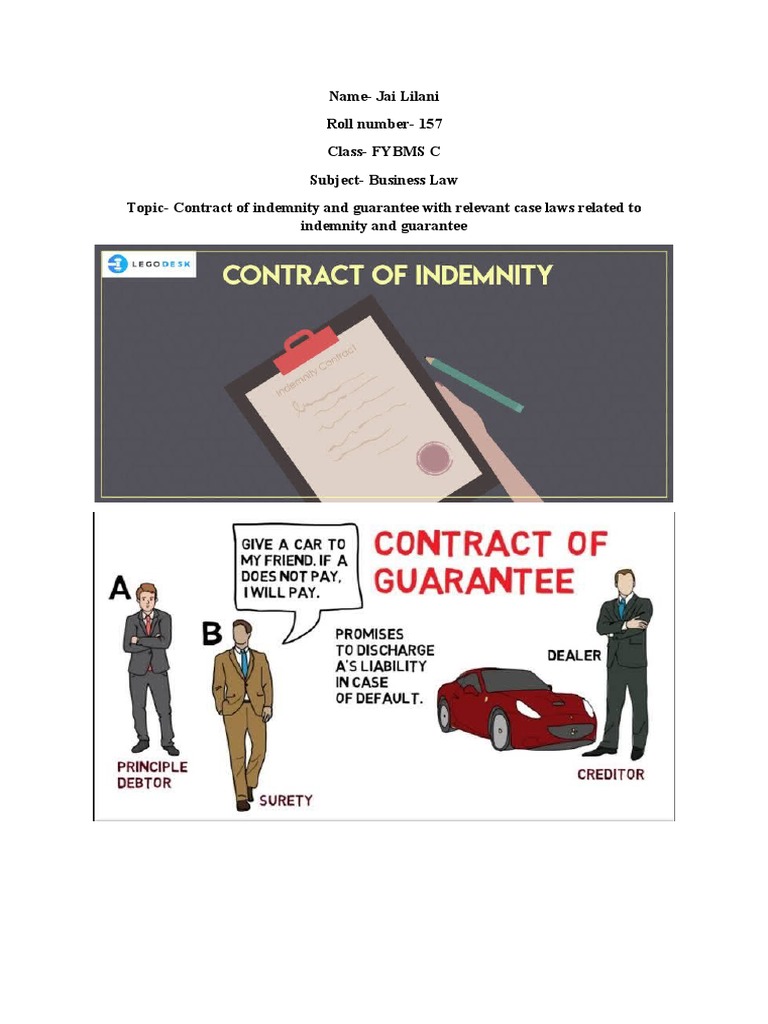 Fybms 157 Law Project Jai Lilani | PDF | Guarantee | Indemnity