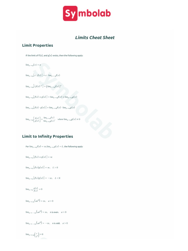 Symbolab - CheatSheets | PDF