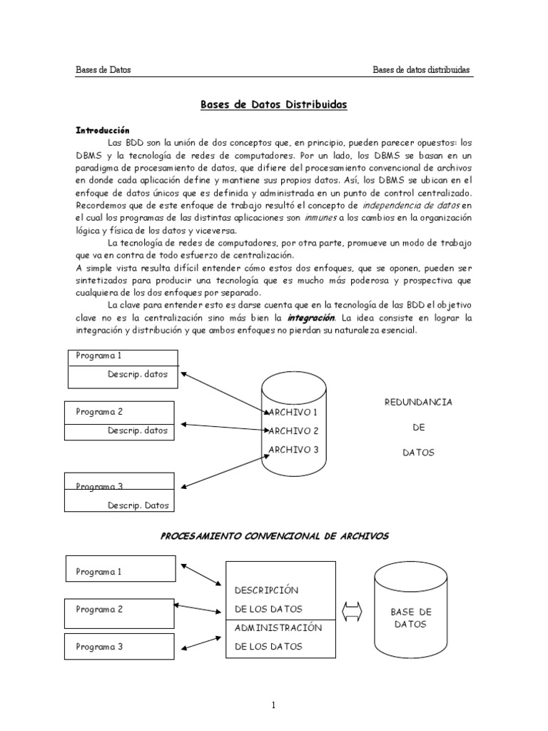 Base de Datos Distribuidas - Clase | PDF | Servidor (Computación) | Modelo cliente-servidor