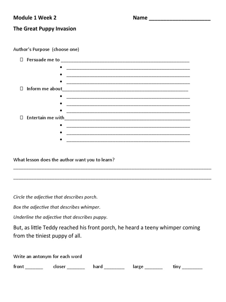 Module 1 Week 2 Great Puppy Invasion | PDF