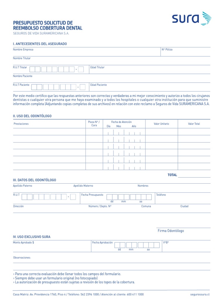 Formulario Sura | PDF | Odontología | Cuidado de la salud