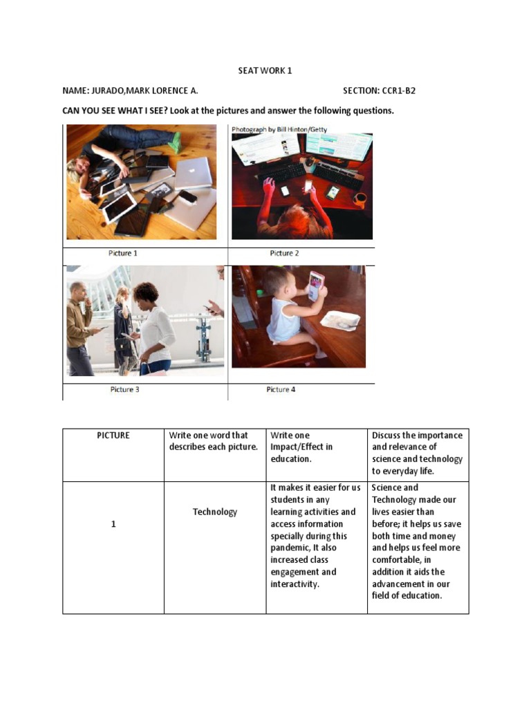 STS SEATWORK Number 1 | PDF | Science & Mathematics