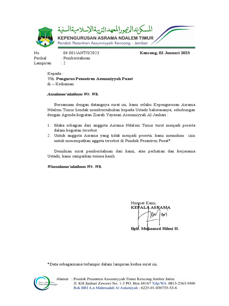 Surat Pemberitahuan | PDF