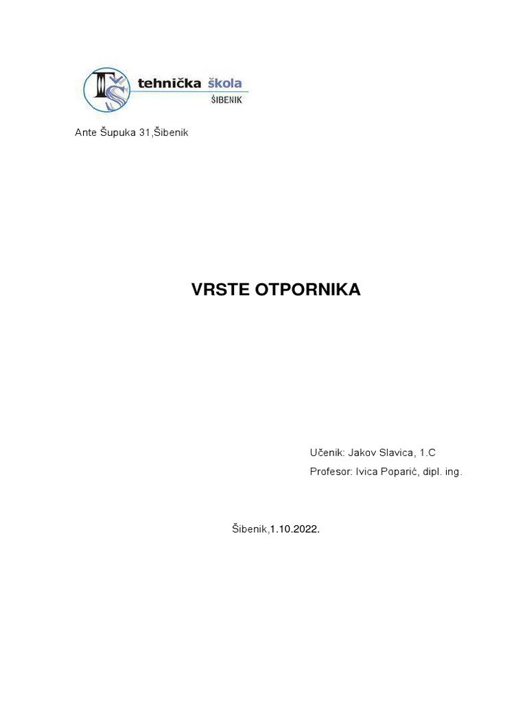 Vrste Otpornika | PDF