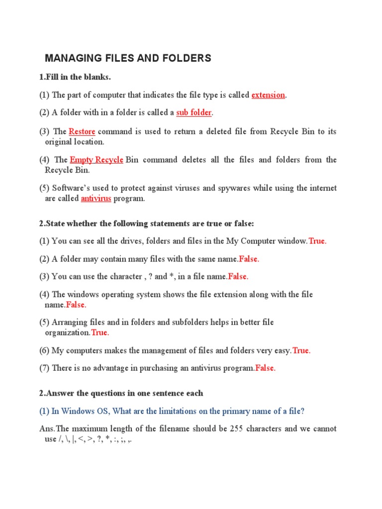 Managing Files and Folders | PDF | Computer File | Computer Virus Managing Files and Folders | PDF | Computer File | Computer Virus