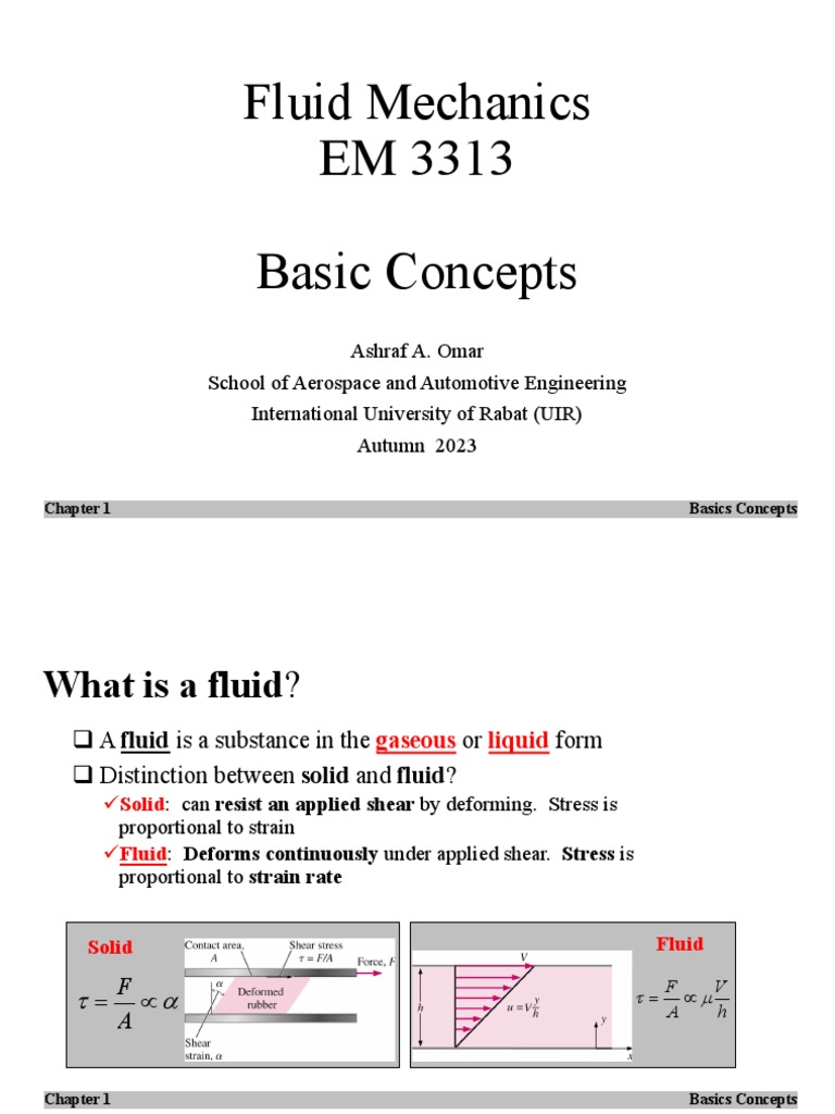 Fluid Mechanics Chapter 1-Basic Concepts | PDF | Fluid Dynamics | Buoyancy