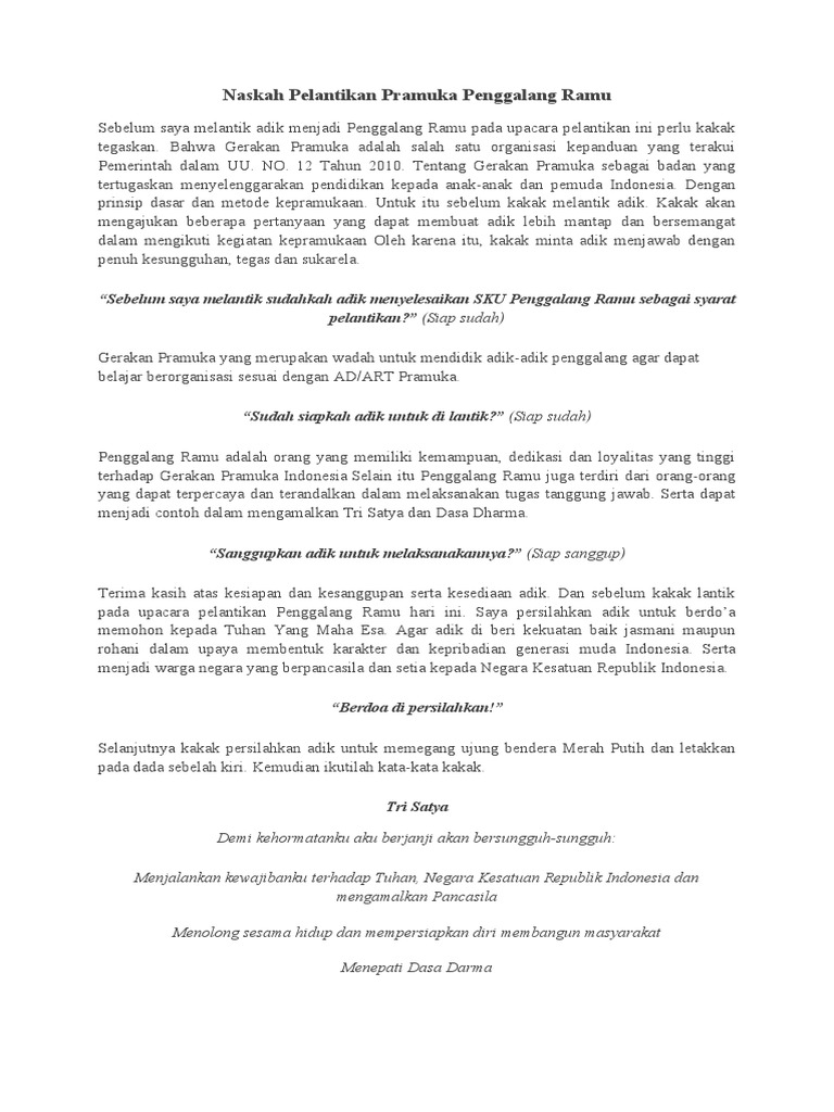 Naskah Pelantikan Pramuka Penggalang Ramu | PDF