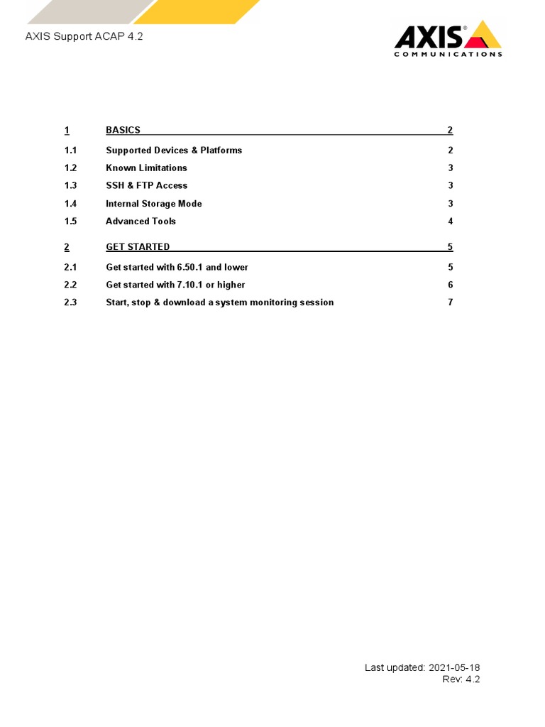 AXIS Support ACAP 4 2 User Manual | PDF