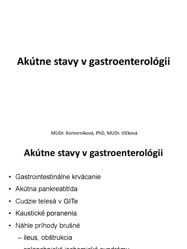 Akutne Stavy V Gastroenterologii | PDF