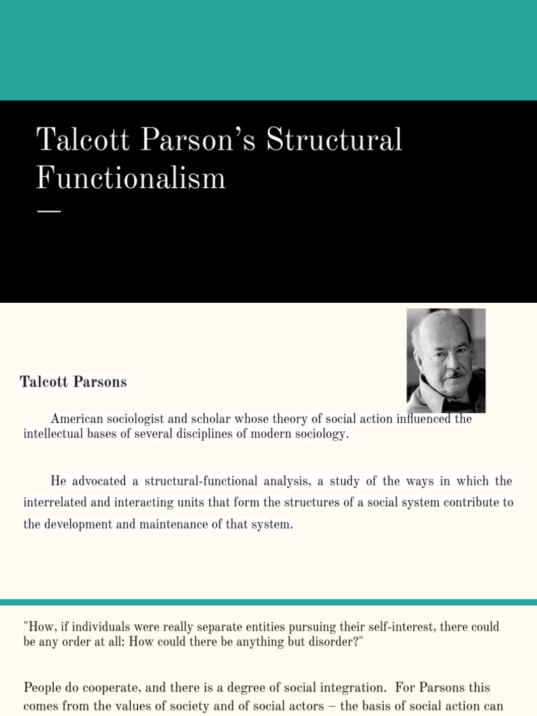 Talcott Parson's Structural Functionalism | PDF | Affect (Psychology ...