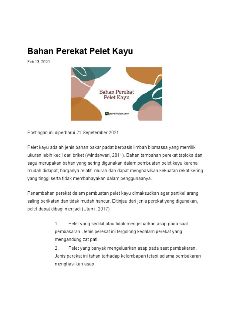 Bahan Perekat Pelet Kayu | PDF
