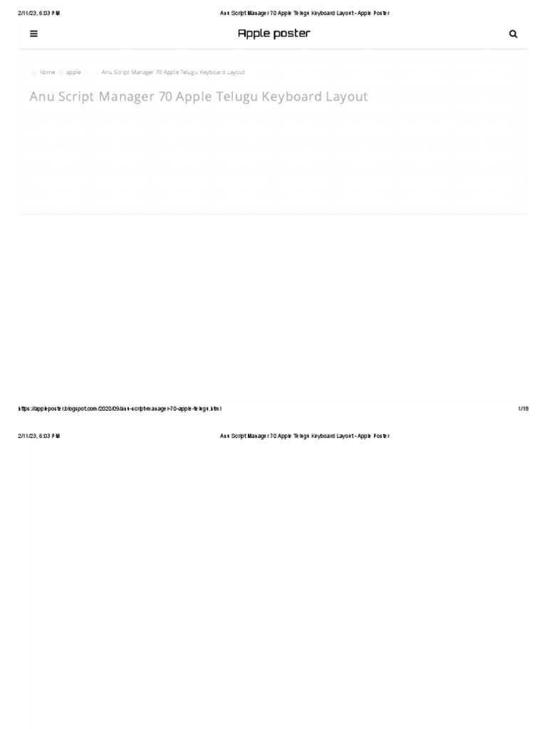 Anu Script Manager 70 Apple Telugu Keyboard Layout - Apple Poster | PDF