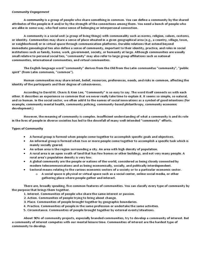 Community Engagement NOTES | PDF | Community