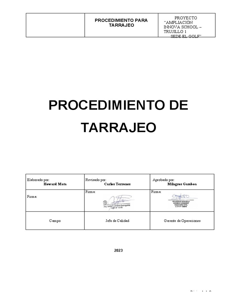 Procedimiento de Tarrajeo de Muros (KMQ) | PDF | Hormigón | Materiales