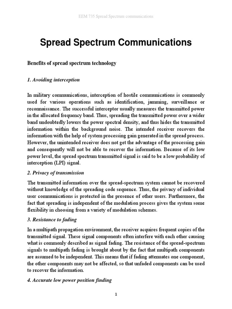 Lectures of Spread Spectrum Communications | PDF | Signal To Noise Ratio | Channel Access Method