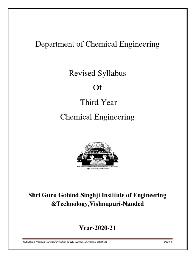Revised T.Y. B.Tech Chemical Syllabus 2020-21 | PDF | Chemical Reactor ...