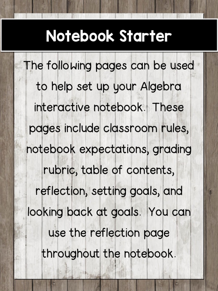 Math Interactive Notebook Starter Algebra | PDF | Notebook | Communication
