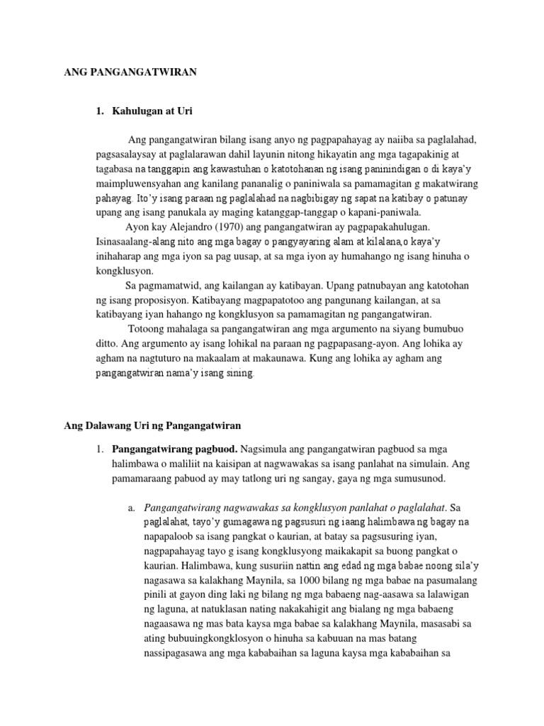 Ang Pangangatwiran | PDF