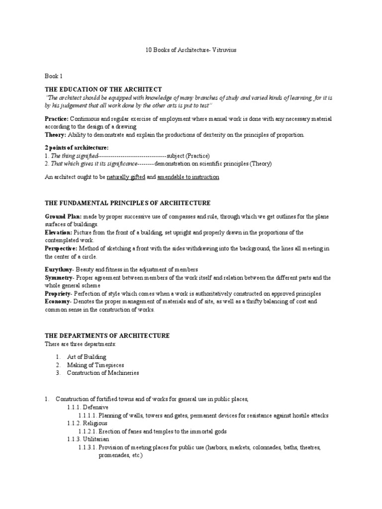 10 Books of Architecture Notes | PDF