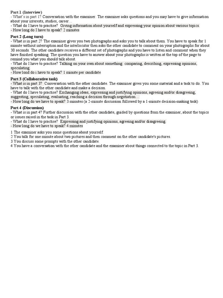 FCE Speaking Exam Overview and Tips | PDF | Science & Mathematics