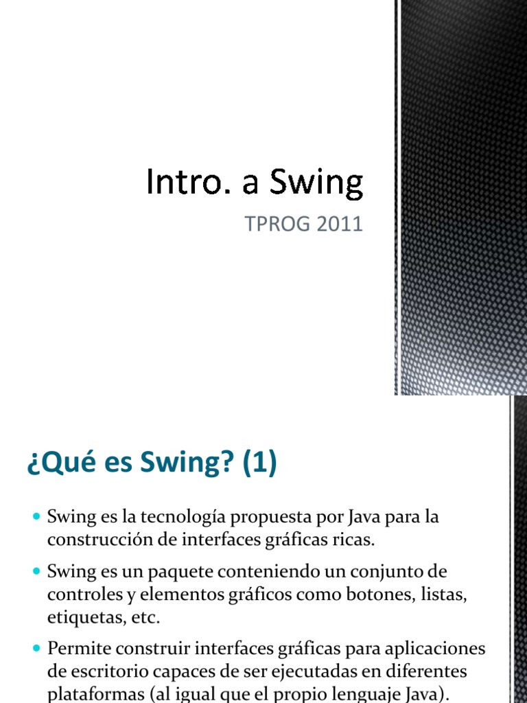 Guía de Introducción a Java Swing | PDF | Java (lenguaje de programación) | Software del sistema