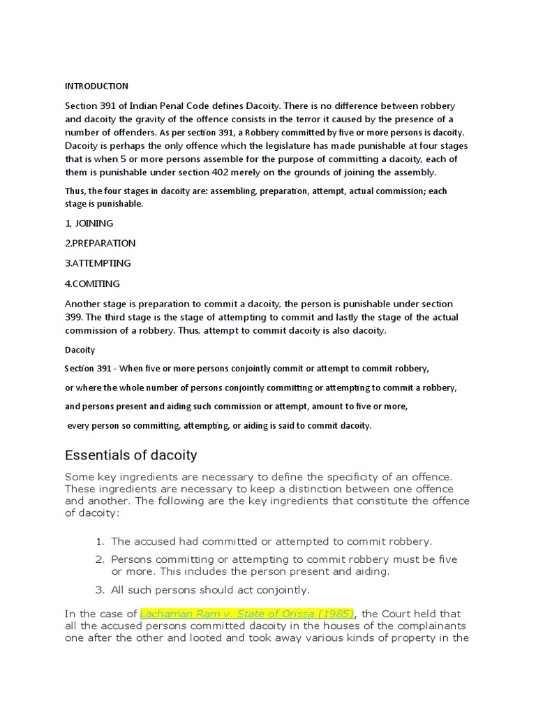 Dacoity | PDF | Robbery | Theft