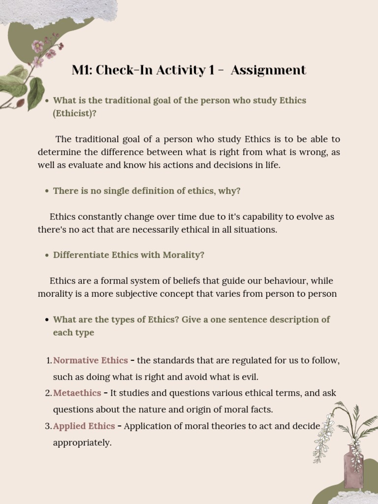 M1 Check-In Activity 1 - Assignment | PDF