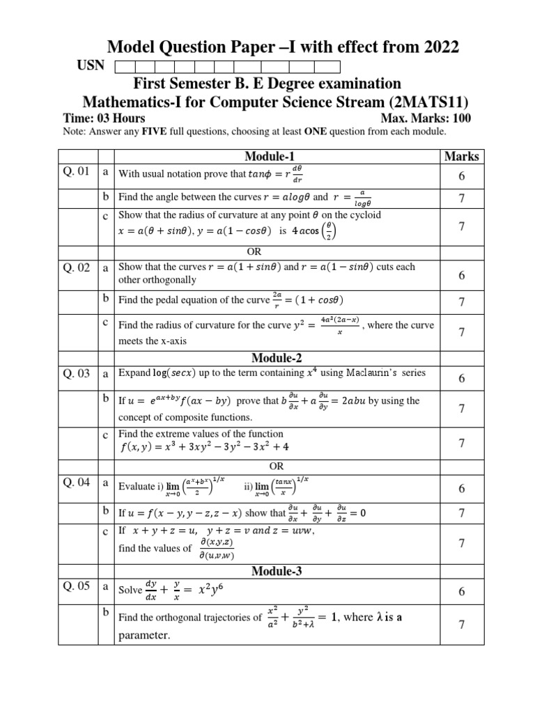 2 MATS11 Set 1 | PDF | Mathematical Analysis | Applied Mathematics