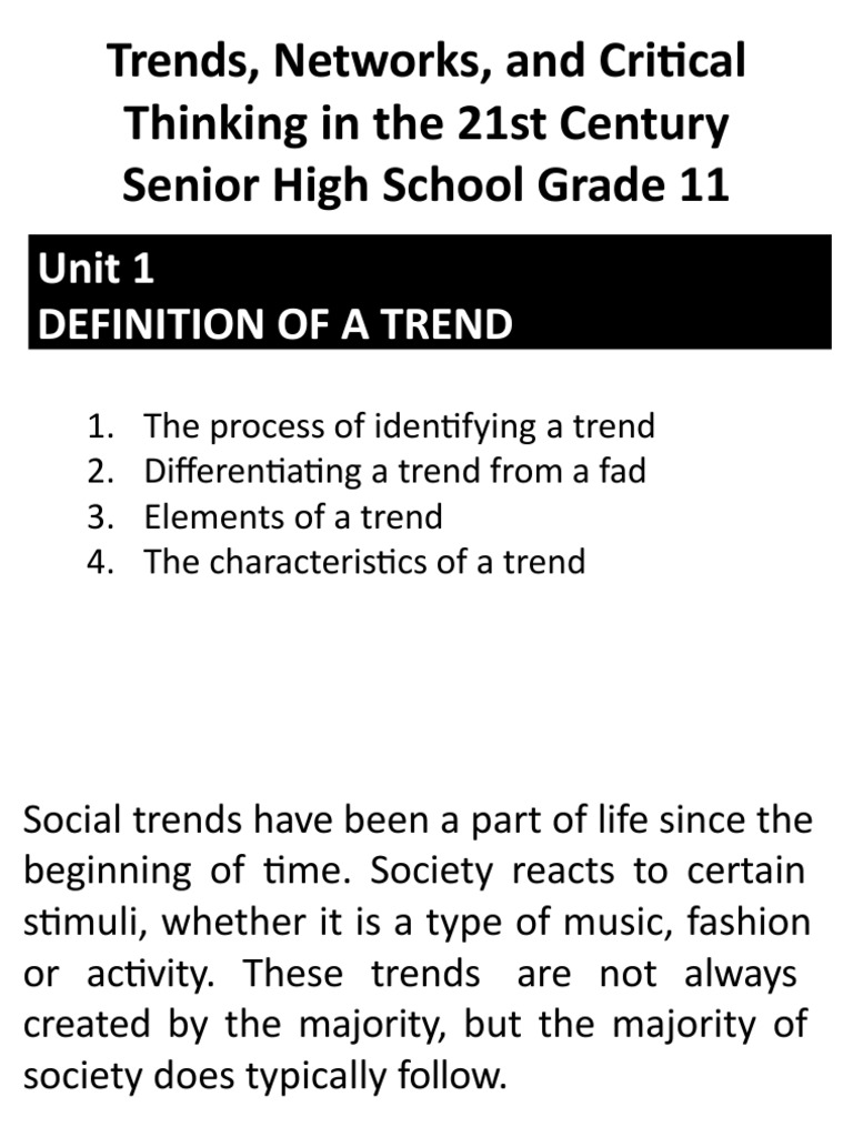 Trends, Networks, and Critical Thinking in The 21st Century Senior High School Grade 11 | PDF ...