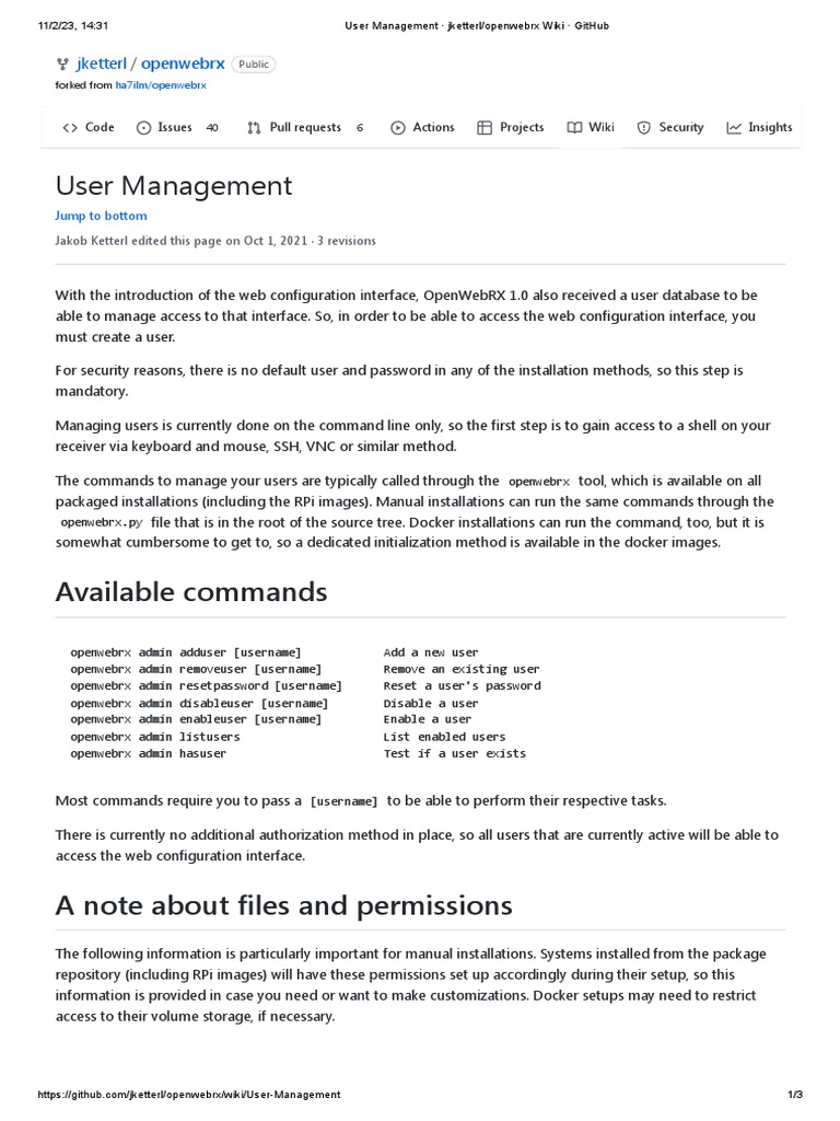 User Management Jketterl - Openwebrx | PDF | Password | User (Computing)