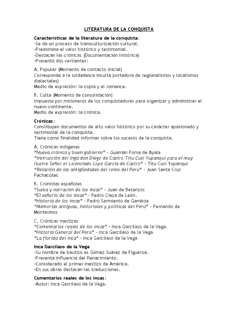 Literatura de La Conquista | PDF | Imperio Inca | Poesía