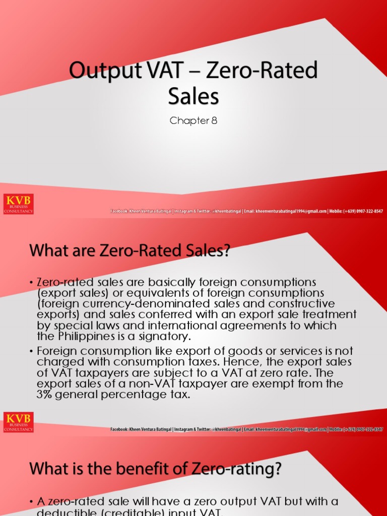 Chapter 8 Zero Rated Sales | PDF | Value Added Tax | Taxes