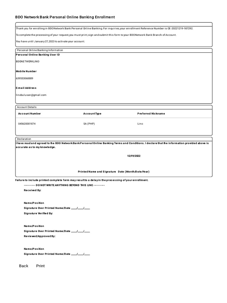 Personal Online Banking - BDO Network Bank, Inc. | PDF
