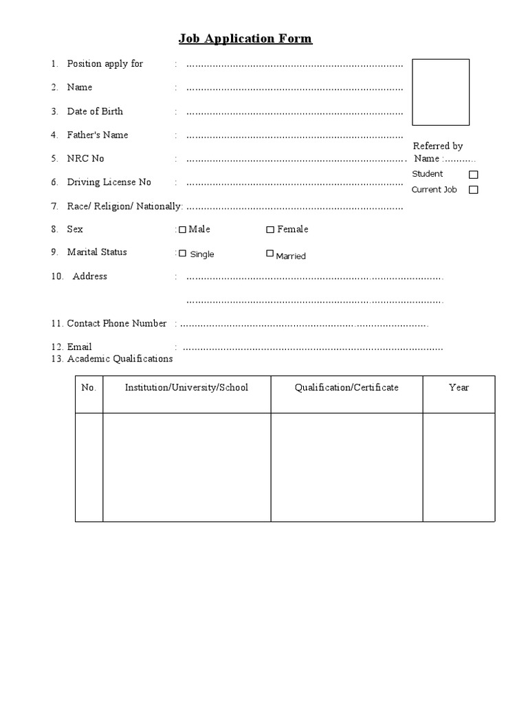MIT-HRD-FR-002 (Job Application Form) 2 | PDF