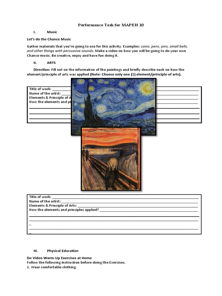 MAPEH 10 Performance Task Guide | PDF