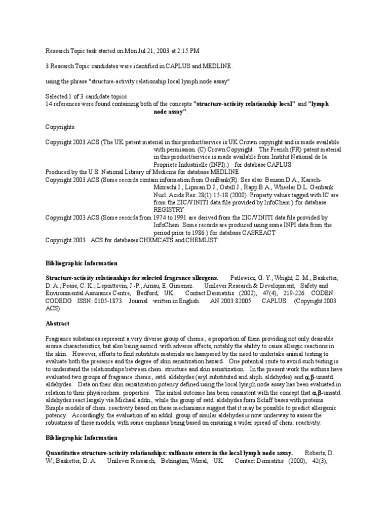 Structure-Activity Local Lymph Node Assay | PDF | Quantitative ... Structure-Activity Local Lymph Node Assay | PDF | Quantitative ...