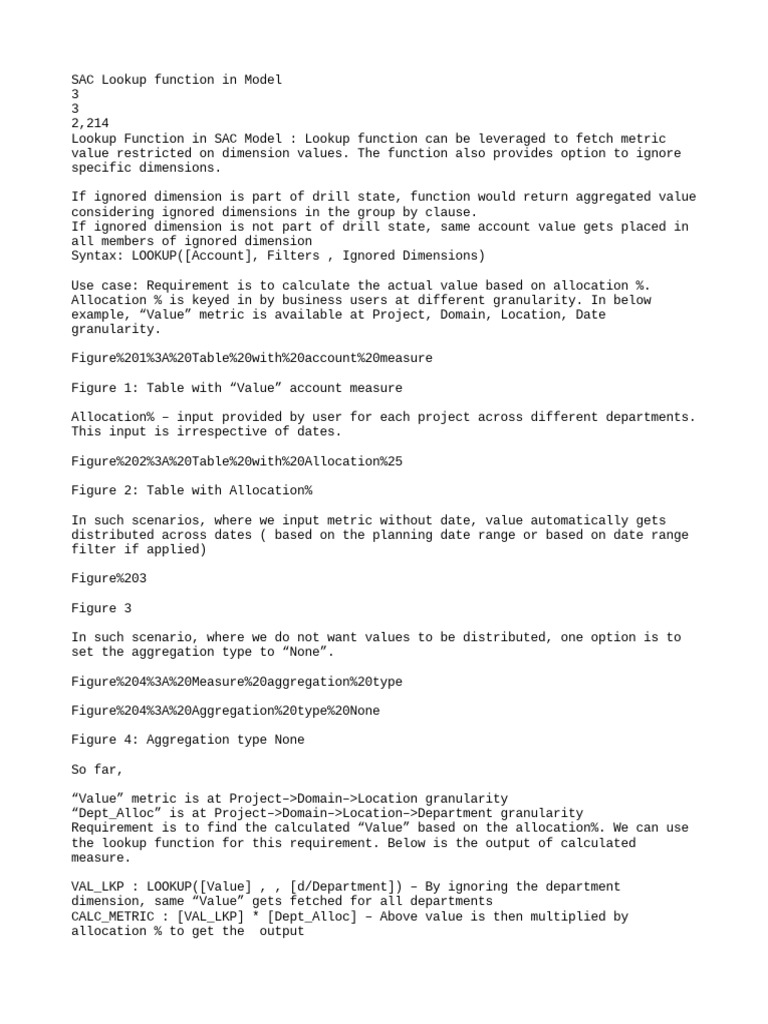 Lookup Function in SAC Model for Flexible Calculations | PDF | Function (Mathematics) | Computer ...