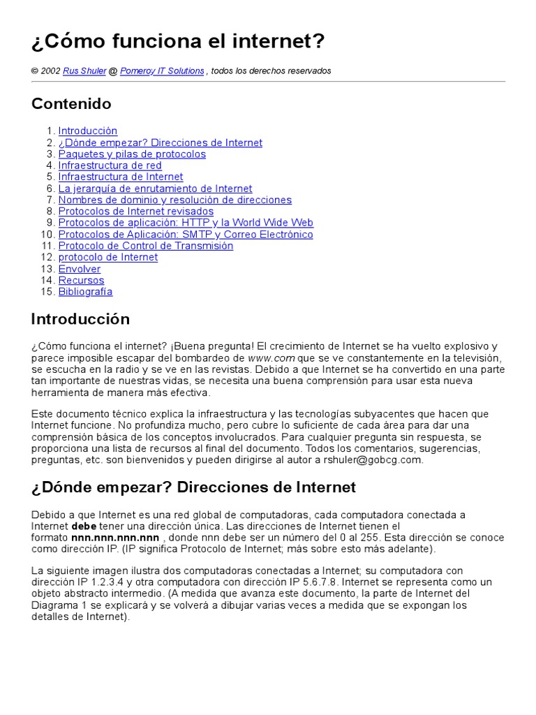 1 Como Funciona El Internet | PDF | Protocolo de Control de Transmisión ...