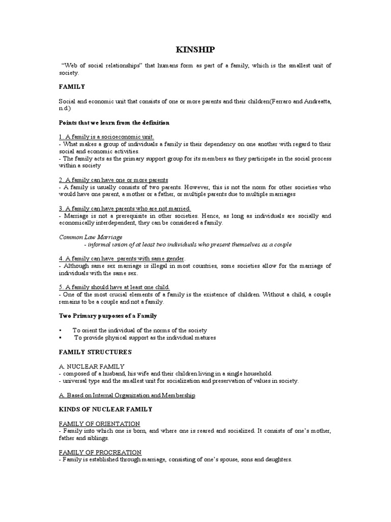 Understanding Culture, Society and Politics Kinship Notes | PDF