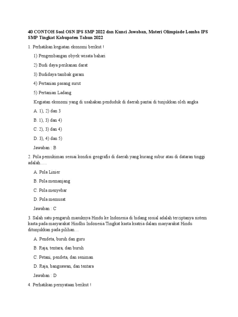 Soal Osn Ips SMP | PDF Soal Osn Ips SMP | PDF