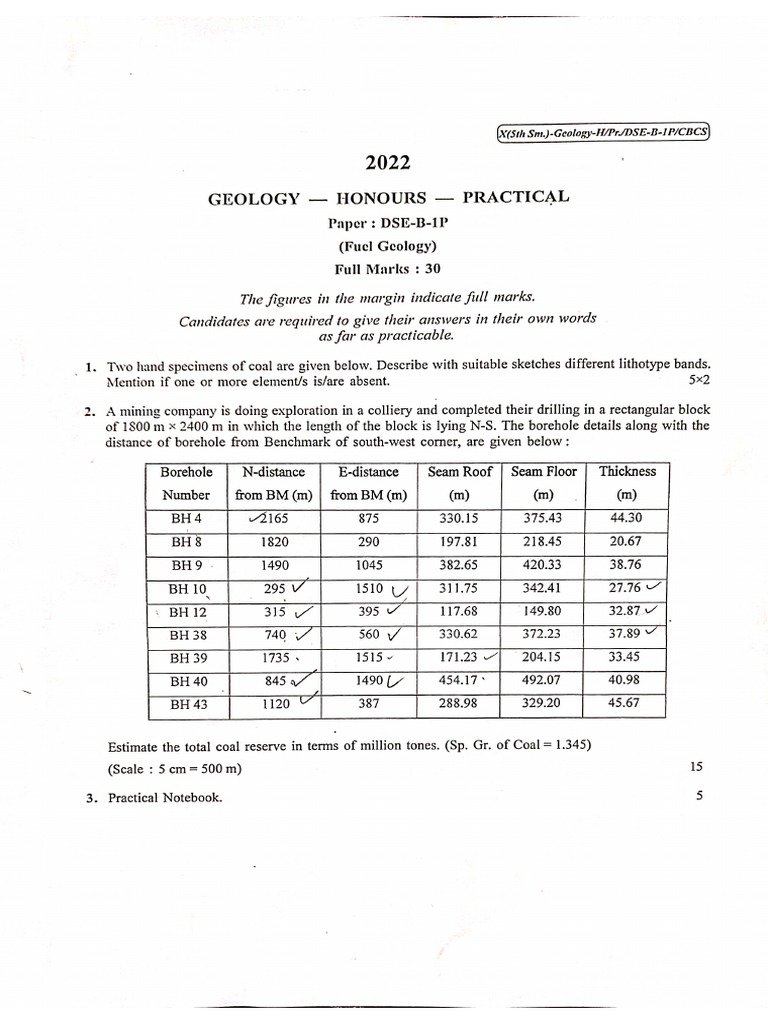 CU B.SC Geology Hons Sem 5, DSE-B-1P 2022 | PDF CU B.SC Geology Hons Sem 5, DSE-B-1P 2022 | PDF
