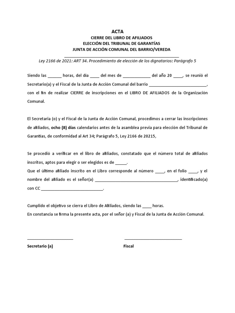 Cierre del Libro de Afiliados JAC | PDF | Gobierno