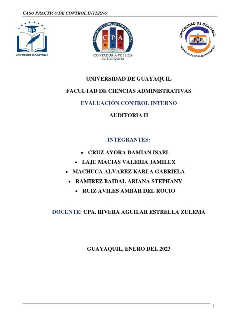 ECI Tarea Evaluación de Control Interno | PDF | Cheque | Contabilidad